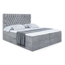 BOXBETT mit Matratze H4 und Lattenrost - SERENE - 140x200 - H4 - Hellgrau