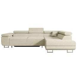 ECKSOFA mit Schlaffunktion und Bettkasten GUSA-L 272x202x107 cm Beige Boucl&eacute;