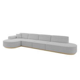 ECKSOFA Ottomane Links MARI-L3-v2 - 413x171x83 cm Hellgrau Boucl&eacute;