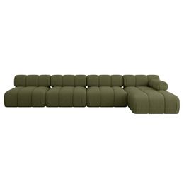 ECKSOFA modulares Sofa Razon-L3 - 380x160x70 cm Gr&uuml;n Boucl&eacute;