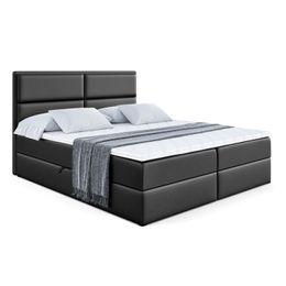 BOXBETT mit Matratze H4 und Lattenrost - AURA - 140x200 - H4 - Schwarz Hochglanz