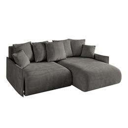 ECKSOFA Ottomane rechts ONESK-L -v1 216x177x72 Dunkelgrau Velours