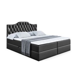 BOXBETT mit Matratze H3 und Lattenrost - VILA-1 - 140x200 cm Schwarz Hochglanz