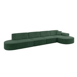 ECKSOFA Ottomane Rechts MARI-L3 - 413x171x79 cm Gr&uuml;n Cord