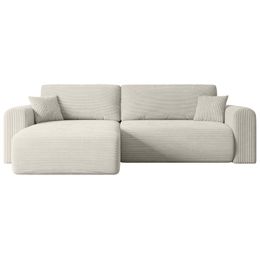 ECKSOFA mit Schlaffunktion und Bettkasten ORRO-L - 272x145x83 cm Creme Cord