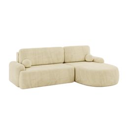 ECKSOFA mit Schlaffunktion und Bettkasten LIRA-L - 264x172x89 Beige