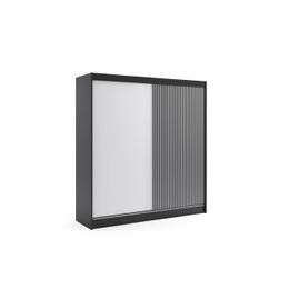 KLEIDERSCHRANK VILAN mit Lamel - 200 cm - Schwarz