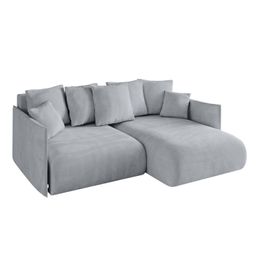 ECKSOFA Ottomane rechts ONESK-L 216x177x72 Hellgrau Velours