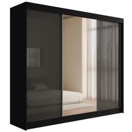 KLEIDERSCHRANK VESLI - 250 cm - Schwarz|Grau