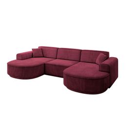 WOHNLANDSCHAFT MARI-U1-v3 - 303x171x83 cm Bordeaux Velours