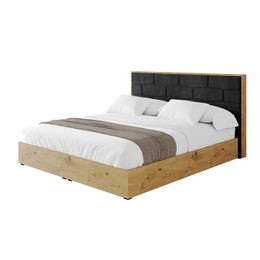 POLSTERBETT mit Bettkasten und Lattenrost, Bett mit Matratze H3/H4 - ENZO8 140x200 Schwarz