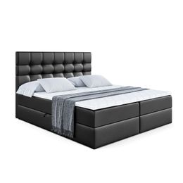 BOXBETT mit H4-Matratze und Lattenrost - BERO - 140x200 Schwarz Hochglanz