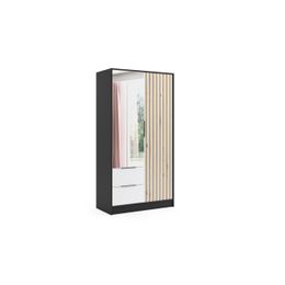 KLEIDERSCHRANK NERA - 120 cm - Schwarz|Wei&szlig;|Eiche Artisan