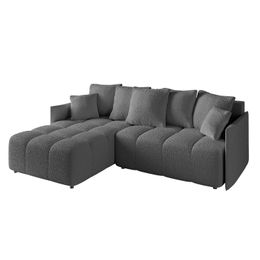ECKSOFA Ottomane links LONLI-L 251x189x68 Platinfarben Boucl&eacute;