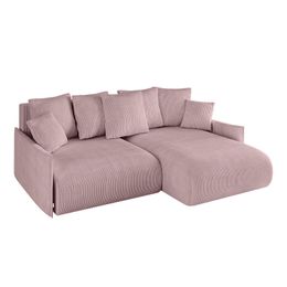 ECKSOFA Ottomane rechts ONESK-L -v1 216x177x72 Rosa Cord