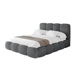 POLSTERBETT mit Bettkasten und Lattenrost, Boxbett ohne Matratze - KALA 120x200 Dunkelgrau