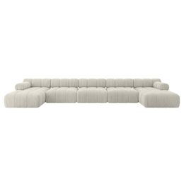 WOHNLANDSCHAFT modulares Sofa Tesso-U3 - 475x160x70 cm Creme Cord