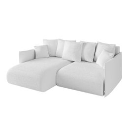ECKSOFA Ottomane links ONESK-L 216x177x72 Wei&szlig; Boucl&eacute;