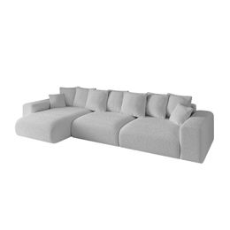 ECKSOFA Ottomane links ESKAR-L2 364x176x72 Hellgrau Boucl&eacute;