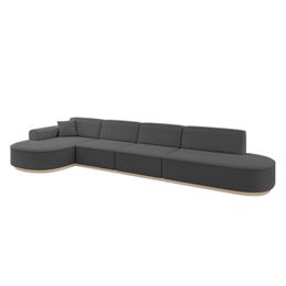 ECKSOFA Ottomane Links MARI-L3-v1 - 413x171x83 cm Grau Boucl&eacute;