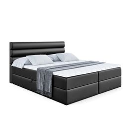 BOXBETT mit Matratze H3 und Lattenrost - CELESTIA - 140x200 cm Schwarz Hochglanz