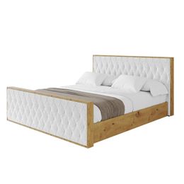 POLSTERBETT mit Bettkasten, Fu&szlig;teil und Lattenrost, Boxbett ohne Matratze - ENZO5-Z 160x200 Wei&szlig;