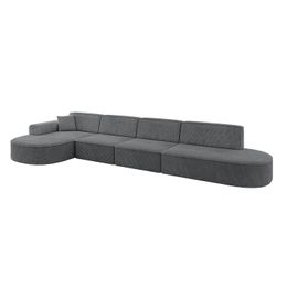 ECKSOFA Ottomane Links MARI-L3 - 413x171x79 cm Dunkelgrau Cord