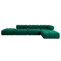 ECKSOFA modulares Sofa Kerru-L2 - 380x190x70 cm Dunkelgr&uuml;n Velours