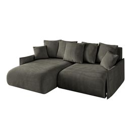 ECKSOFA Ottomane links ONESK-L -v1 216x177x72 Schwarz Velours