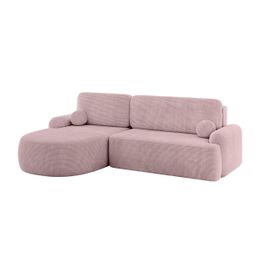 ECKSOFA mit Schlaffunktion und Bettkasten LIRA-L - 264x172x89 Rosa
