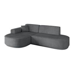 ECKSOFA Ottomane Links MARI-L1-v3 - 243x171x83 cm Dunkelgrau Cord