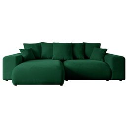 ECKSOFA Ottomane links ESKAR-L 266x176x72 Dunkelgr&uuml;n Cord