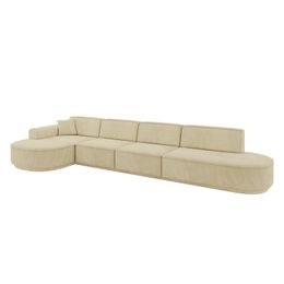 ECKSOFA Ottomane Links MARI-L3-v3 - 413x171x83 cm Beige Velours