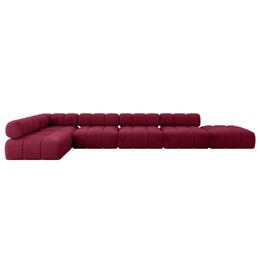 ECKSOFA modulares Sofa Favio-L3 - 475x190x70 cm Bordeauxrot Velours