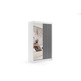 KLEIDERSCHRANK VILAN mit Spiegel - 120 cm - Wei&szlig;|Schwarz