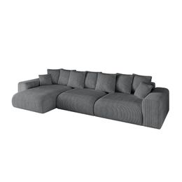 ECKSOFA Ottomane links ESKAR-L2 364x176x72 Dunkelgrau Cord
