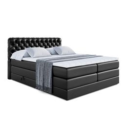 BOXSPRINGBETT BOXI8 KING - 160x200 - H3/H4 - Schwarz Hochglanz