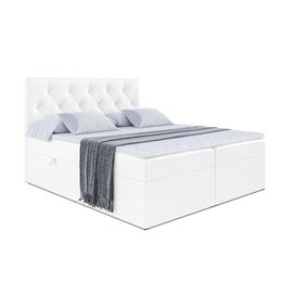 BOXBETT mit Matratze H3 und Lattenrost - MIRAGE - 180x200 Wei&szlig; Hochglanz