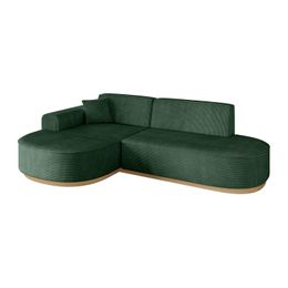 ECKSOFA Ottomane Links MARI-L1-v2 - 243x171x83 cm Gr&uuml;n Cord