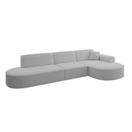 ECKSOFA Ottomane Rechts MARI-L2 - 328x171x79 cm Hellgrau Boucl&eacute;