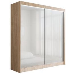 KLEIDERSCHRANK PEKA mit LED - 200 cm - Sonoma Eiche|Wei&szlig;