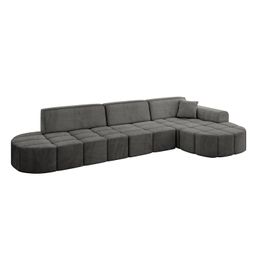 ECKSOFA Ottomane Rechts LIVO-L2 - 337x173x79,5 cm Dunkelgrau