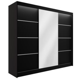 KLEIDERSCHRANK PAOKI mit LED - 250 cm - Schwarz