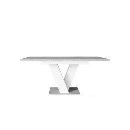 ESSTISCH ausziehbar 120 -160x80x75 cm - Wei&szlig; / Betonoptik - ASIV
