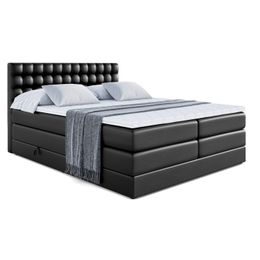BOXSPRINGBETT VIONE KING - 180 x 200 - H3/H4 - Schwarz Hochglanz
