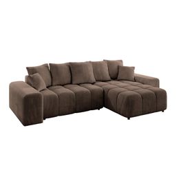 ECKSOFA Ottomane rechts ENIL-L 297x189x68 Braun Velours