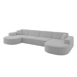 WOHNLANDSCHAFT MARI-U2 - 388x171x79 cm Hellgrau Boucl&eacute;