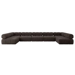 WOHNLANDSCHAFT modulares Sofa Garvo-U3 - 475x190x70 cm Braun Velours