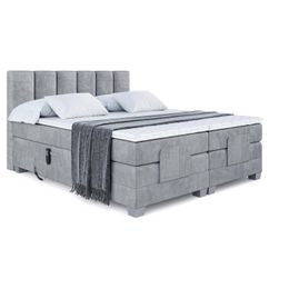 BOXSPRINGBETT elektrisch verstellbar mit 2 Matratzen H4/Taschenfederung AMEL EL 200 x 200 Hellgrau