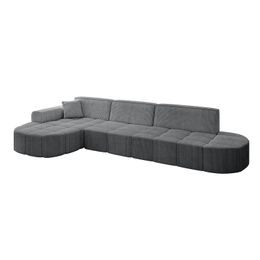 ECKSOFA Ottomane Links LIVO-L2 - 337x173x79,5 cm Dunkelgrau